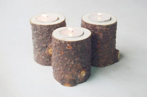 20 DIY Log Candle Holders | How To's & Ideas